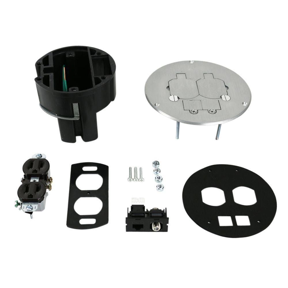 Legrand Wiremold Dual Service Floor Box Kit with Duplex Receptacle and ...