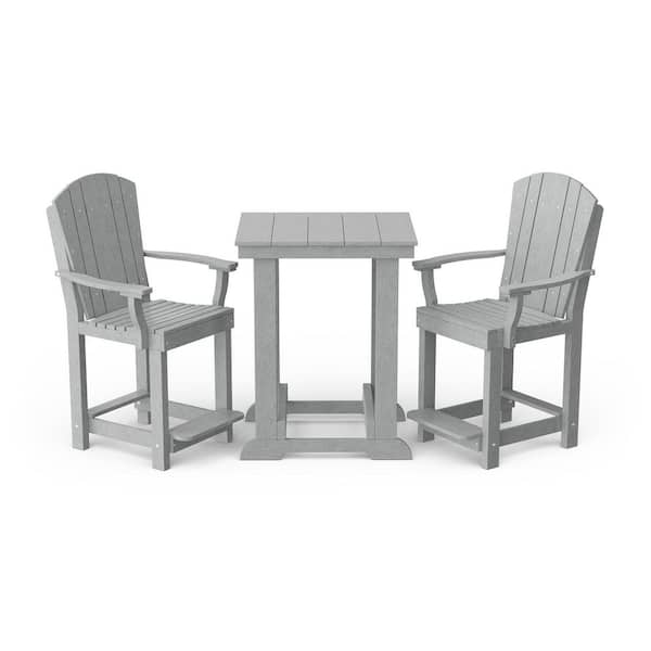 Wildridge Heritage 3-Piece Light Gray HDPE Plastic Outdoor Patio ...