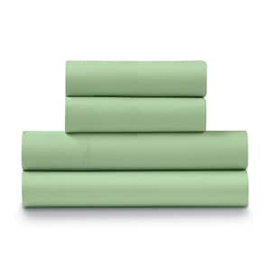 ELLA JAYNE 4-Piece Olive Sateen Cotton King Size Sheet Set, 500 Thread ...