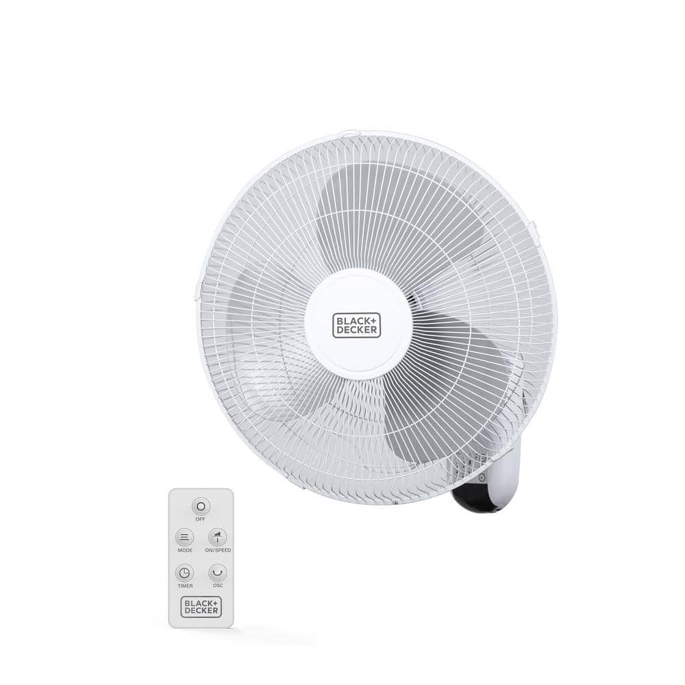 BLACK+DECKER 16 in. 3 Fan Speeds Wall Fan in White with Remote BFWL16R ...
