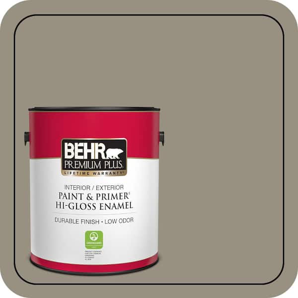 BEHR PREMIUM PLUS 1 gal. #N320-5 Gray Squirrel Hi-Gloss Enamel Interior ...