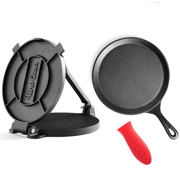 Numhew 8 in. Cast Iron Tortilla Press with Cast Iron Comal Pan for Roti ...