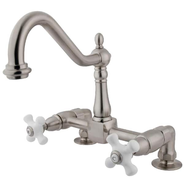 Kingston Brass Heritage 2-Handle Standard Kitchen Faucet in Brushed ...