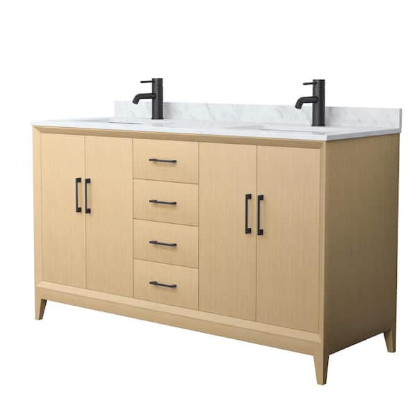 Wyndham Collection Janna 60 in. Double Freestanding White Oak Bath ...