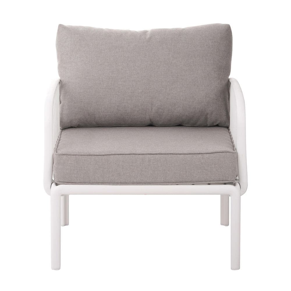 White Outdoor Patio Chair with Gray Waterproof Thick Cushions SIMON13 ...
