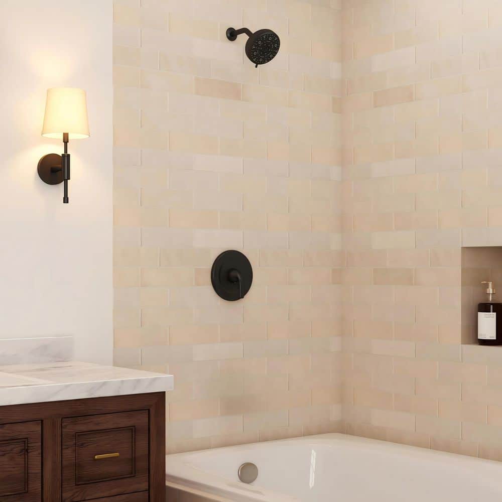 CASAINC 1-Handle Round Shower Trim Kit with 10-Spray Shower Head in ...