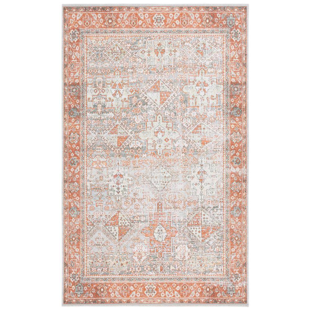 SAFAVIEH Arizona Rust/Sage 5 ft. x 8 ft. Distressed Border Ornate ...