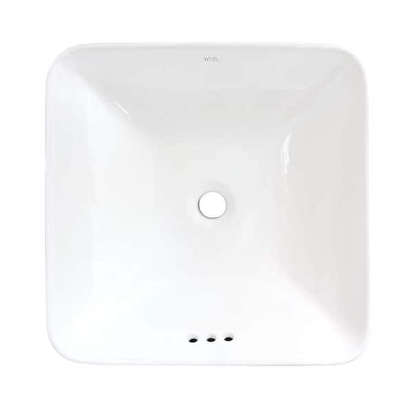 Yingze 16.5 in. Square Drop-In Ceramic Bathroom Sink in White WZ6173 ...