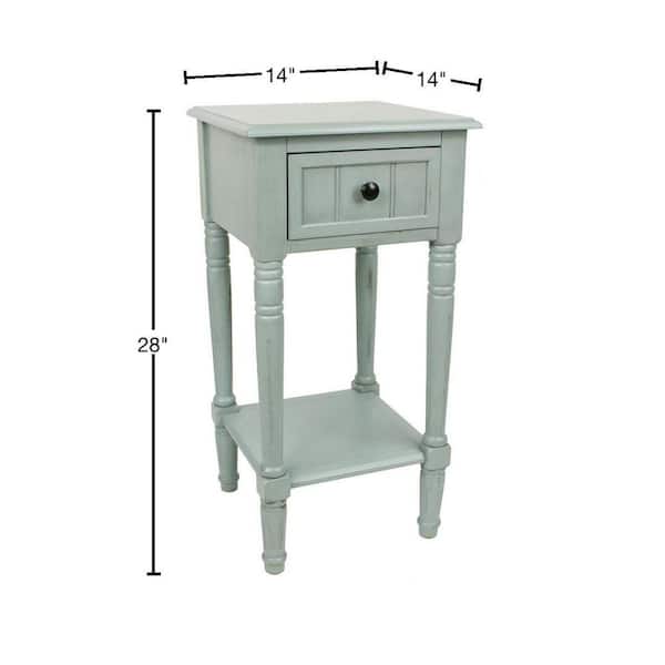 Decor Therapy Simplify Antique Iced Blue 1 Drawer End Table FR1550 The Home Depot