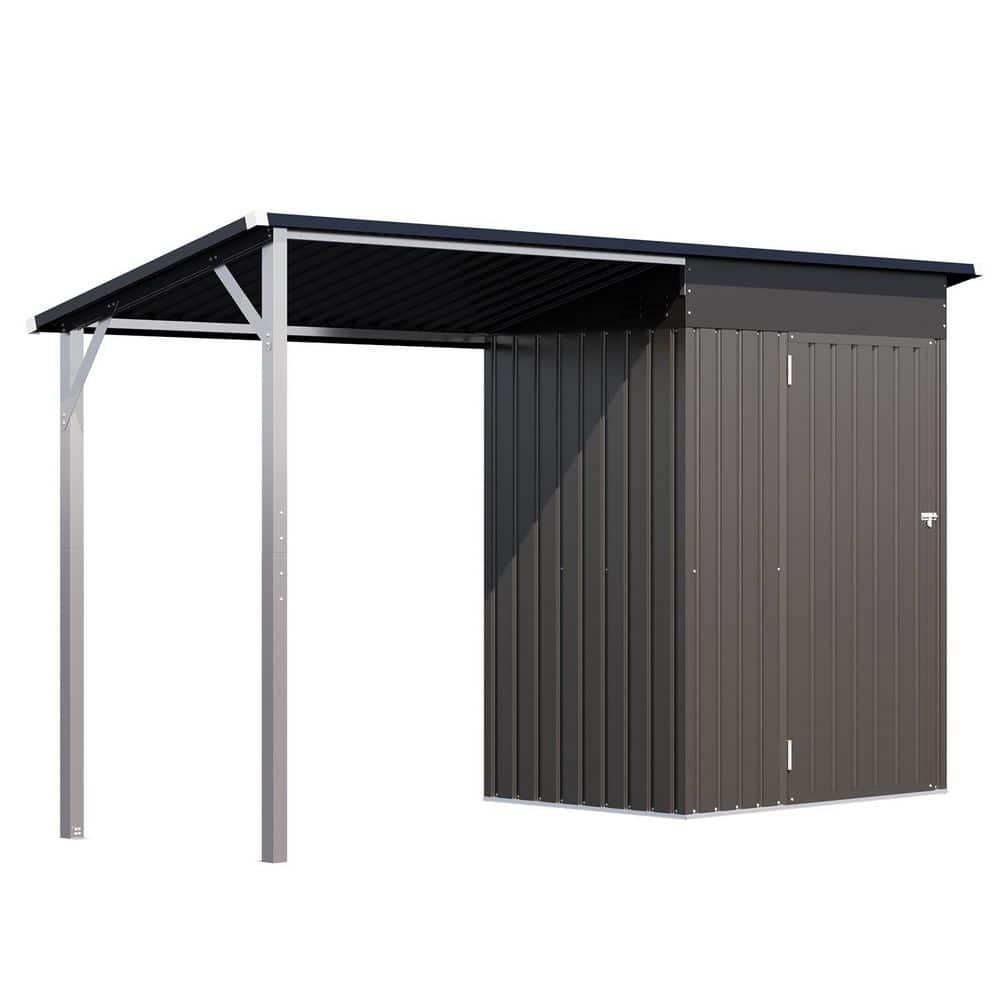 AECOJOY 3 ft. W x 5 ft. D Metal Outdoor Open-Sided Storage Shed with 1 ...