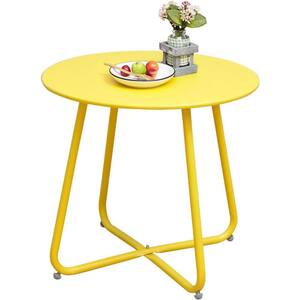 DESwan Yellow Round Metal Outdoor Side Table BSC-ZY001-YE - The Home Depot