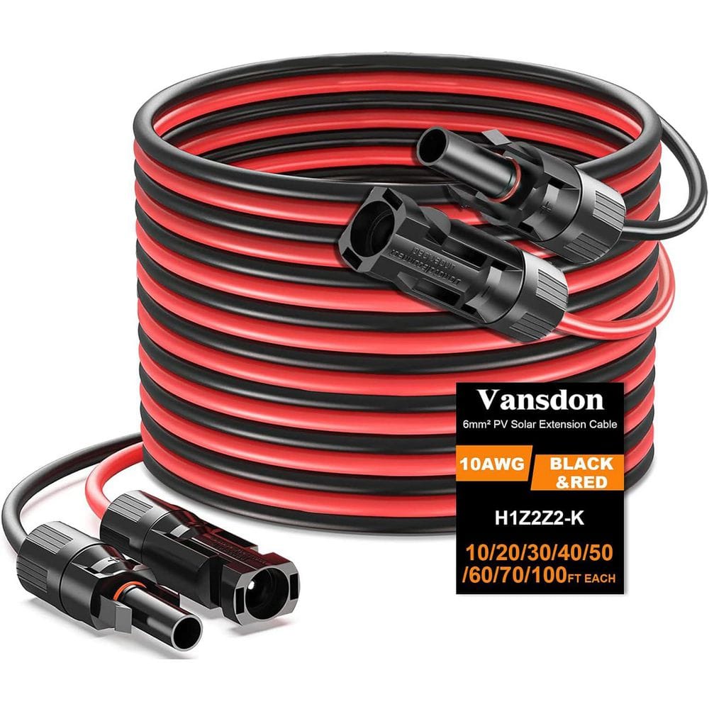 Vrbgify 2 x 30 ft. Solar Panel Extension Cable with Female and Male ...
