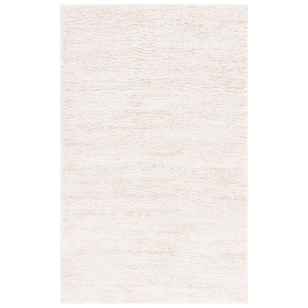 SAFAVIEH Berber Shag 5 ft. x 8 ft. Ivory/Beige 2-Toned Solid Area Rug ...