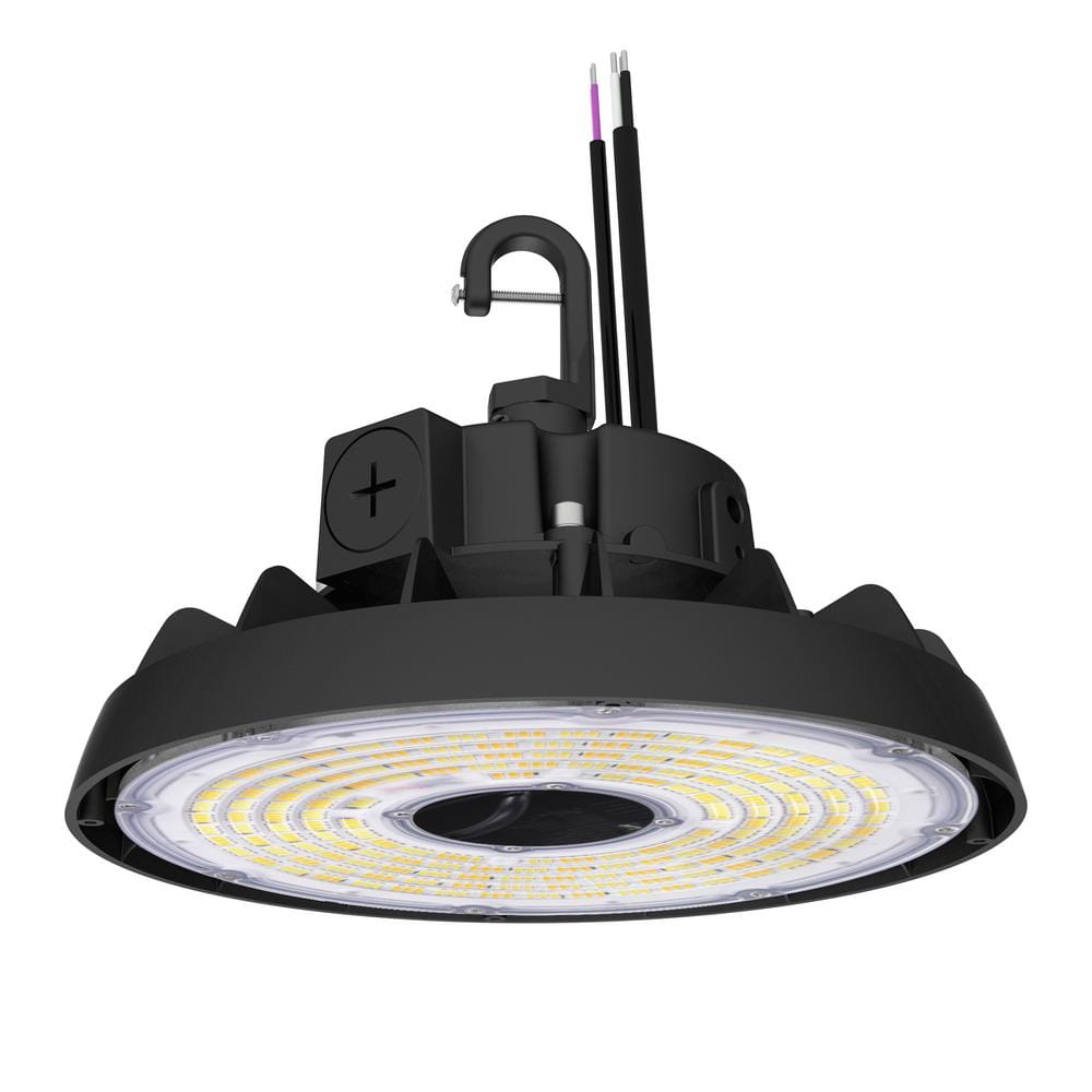 Lecoht 10 in. 100/120/150-Watt Selectable Commercial Lighting Black UFO ...