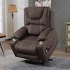 YOFE Oversized Coffee Brown Velvet Electric Recliner Chair Elderly ...