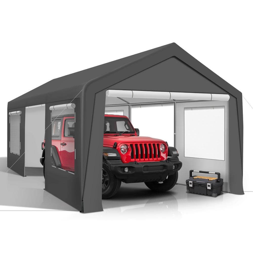 COVERONICS Outdoor Heavy Duty 12 ft. W x 20 ft. D x 9.8 ft. H Gray Roof ...