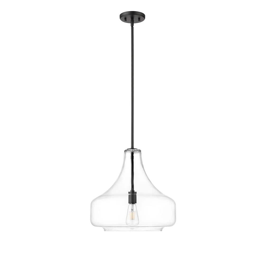 Millennium Lighting Madelynn 60-Watt 1-Light Matte Black Pendant-Light Clear Shade 20301-MB ...