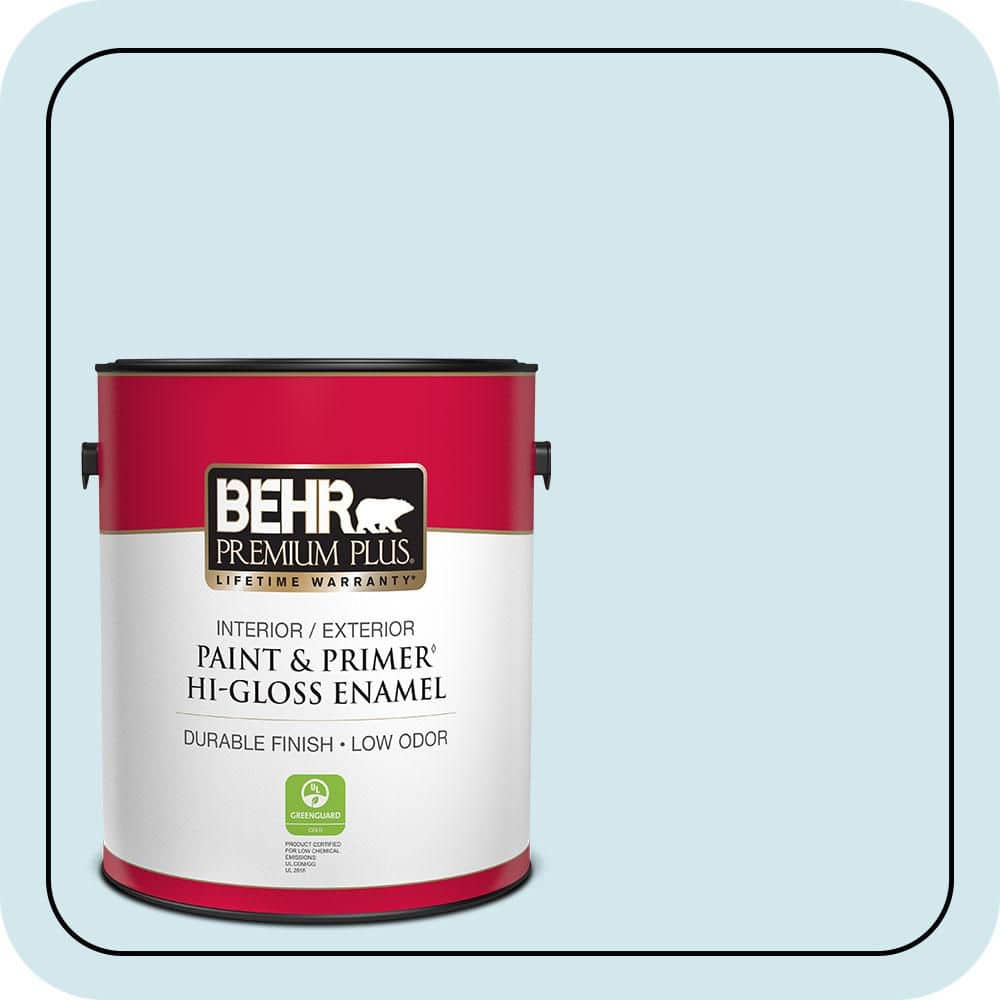 BEHR PREMIUM PLUS 1 gal. #520E-1 Coastal Mist Hi-Gloss Enamel Interior ...