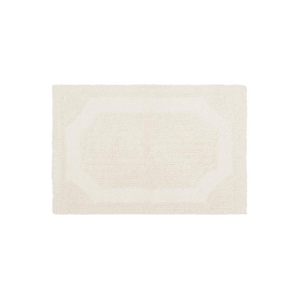 Laura Ashley Solid Reversible Ivory 17 in. x 24 in. Bath Mat ...