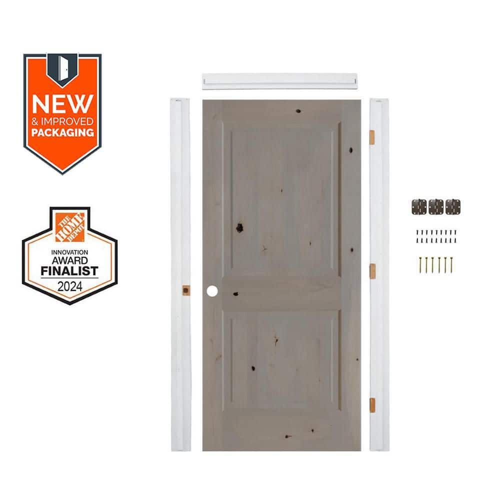 Krosswood Doors 30in.x80in. Knotty Alder Sq. Top Right-Hand Grey Stain ...