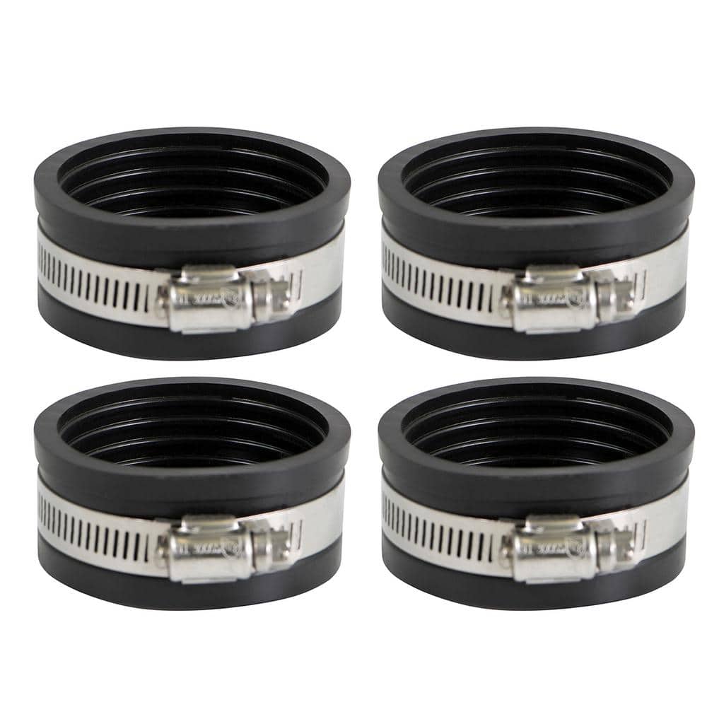 PLUMBFLEX 1-1/2 in. PVC Flexible Pipe Cap with Stainless Steel Clamps ...