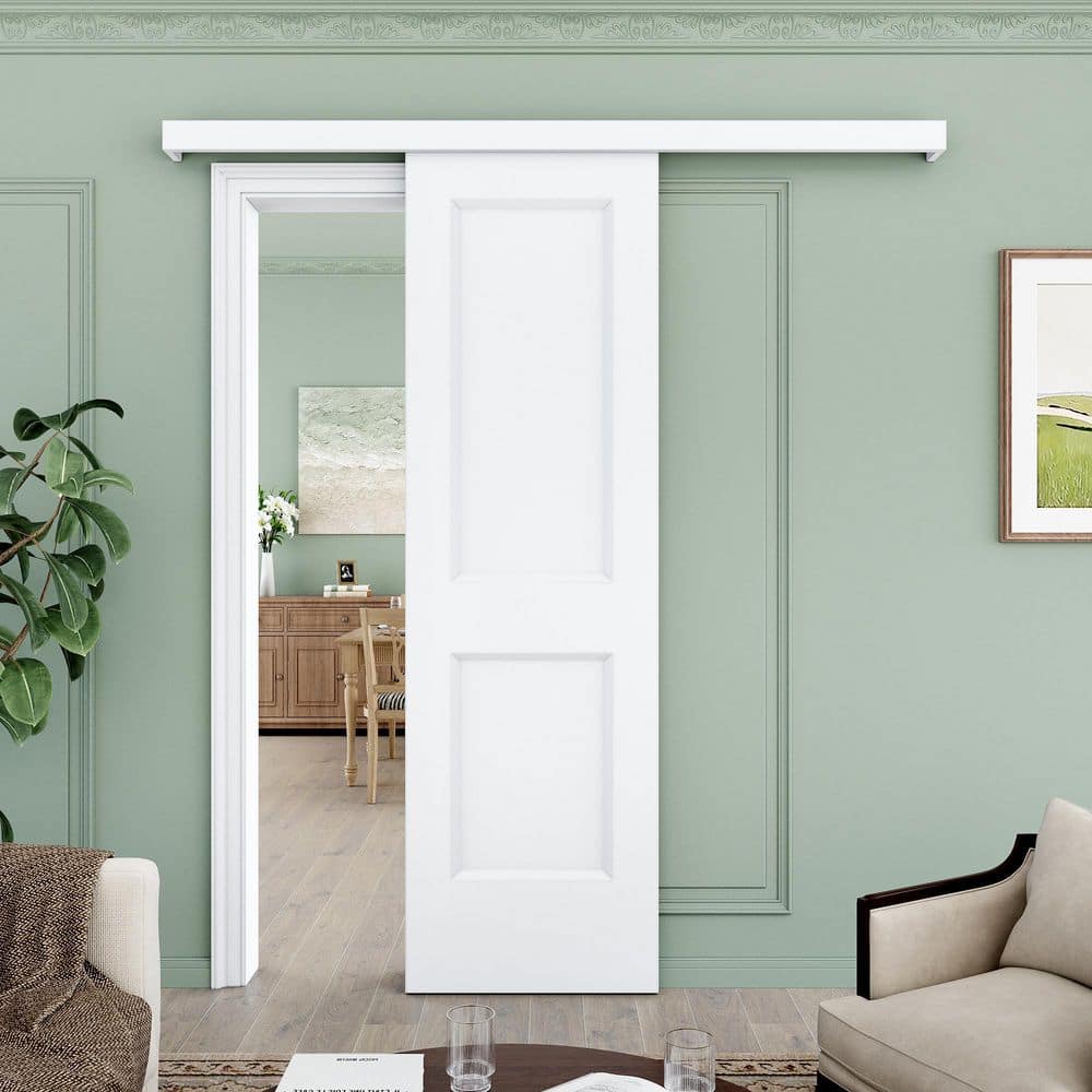 EH PUERTA 24 in. x 80 in. Hidden Track Style H Shape White Primed MDF ...