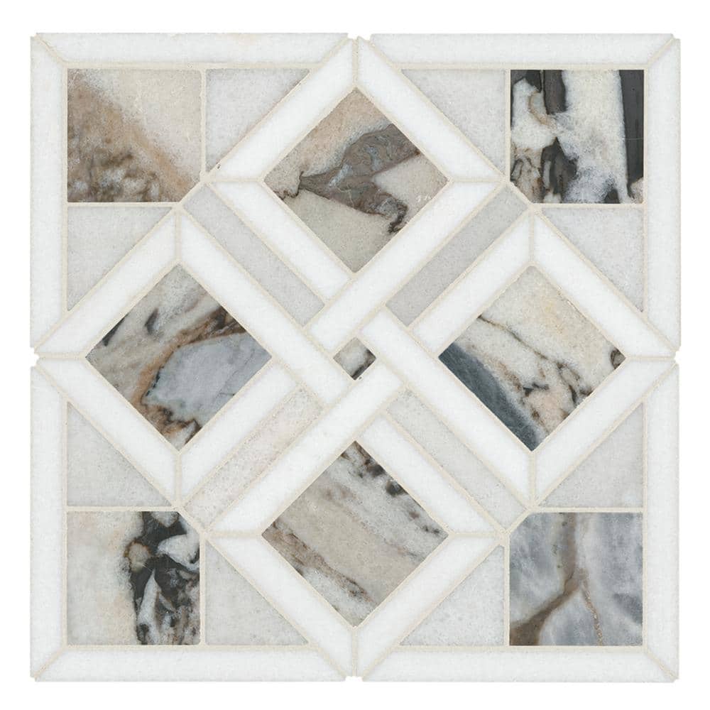 MSI Tessere Pattern 12 in. x 12 in. x 8mm Polished Marble Mosaic Floor ...