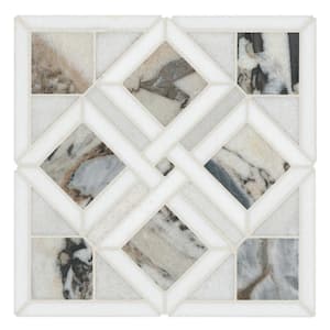 MSI Take Home Tile Sample-Elegante White Pinwheel 4 in. x 4 in. x 8 mm ...