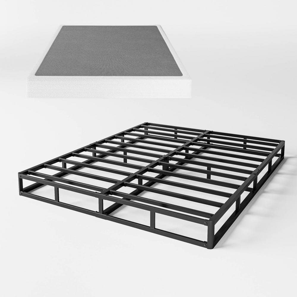 HOMZENE 8 in. High Queen Size Profile Metal Box Spring with Fabric ...
