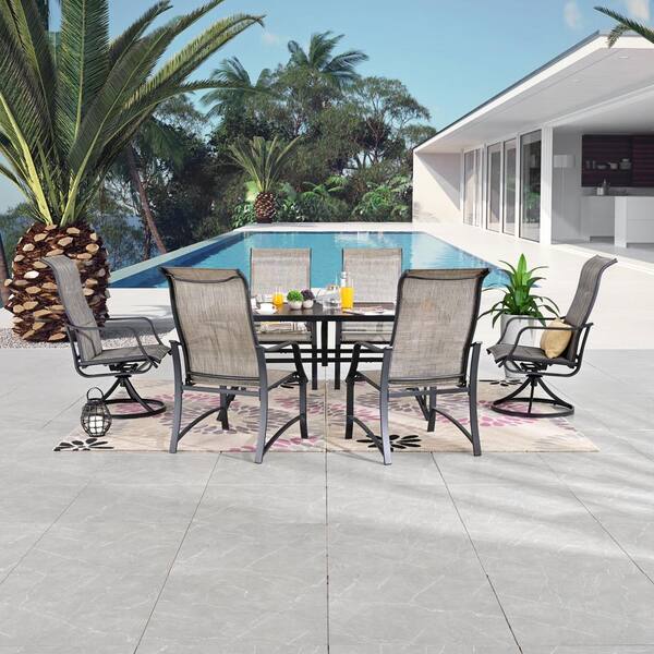 TOP SPACE 7-Piece Metal Bar Height Outdoor Dining Set TP24818-19105 ...
