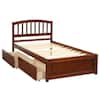 URTR Walnut Twin Size Storage Platform Bed with 2-Drawers Wood Bed ...