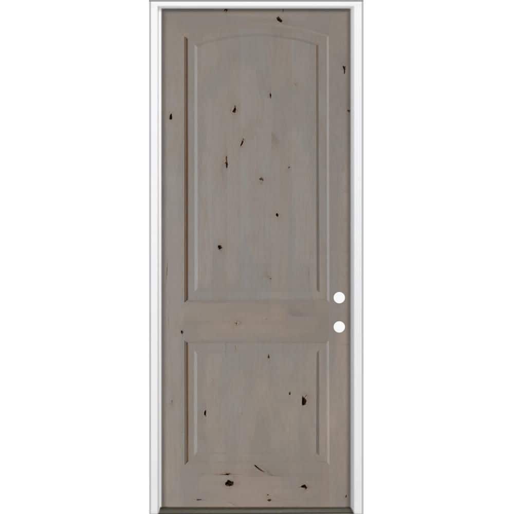 Krosswood Doors 32 in. x 96 in. Rustic Knotty Alder 2-Panel Arch Top ...