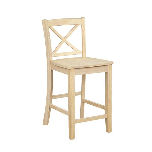 Linon Home Decor Alexandria X Back 24 in. Natural Unfinished High Back ...