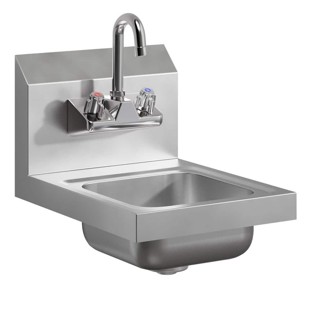 AMGOOD 12 in. x 16 in. Stainless Steel Hand Sink. Commercial Wall Mount ...