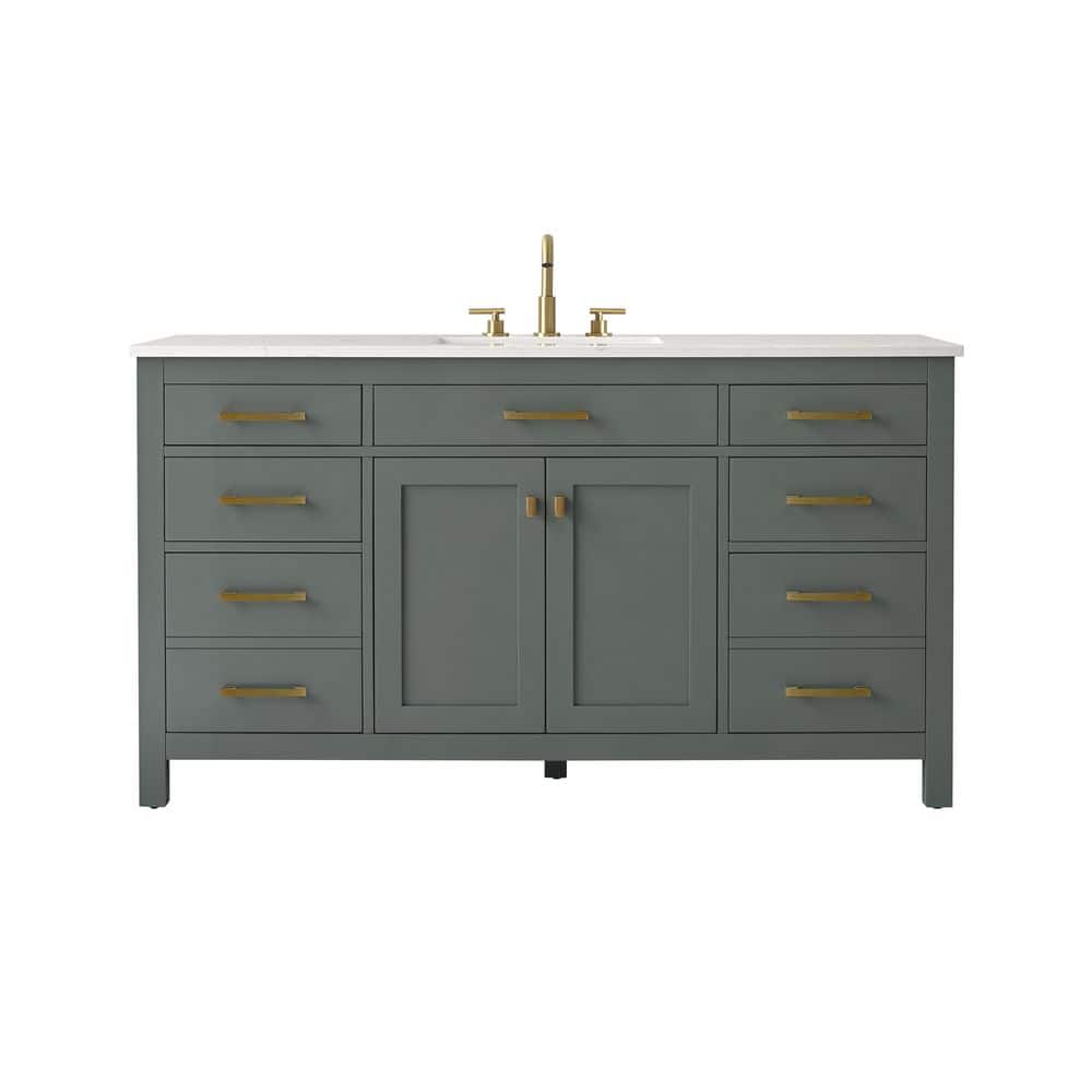 SUDIO Trevor 60 in. W x 22 in. D Bath Vanity in Vintage Green with ...