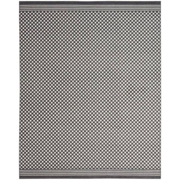 Nourison Casual Grey 9 ft. x 12 ft. Checker Contemporary Area Rug ...