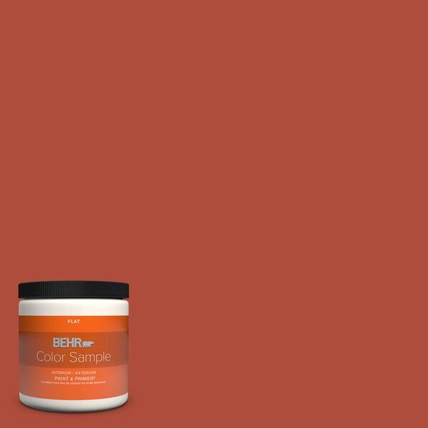 BEHR PREMIUM PLUS 8 oz. #MQ4-35 Torch Red Flat Interior/Exterior Paint ...
