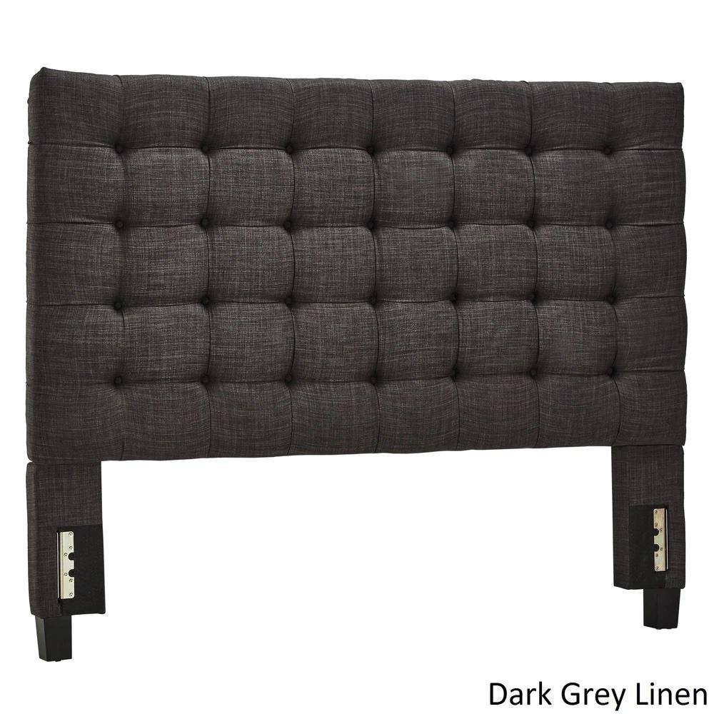 HomeSullivan Dark Gray Button Tufted Linen Full Upholstered Headboard ...