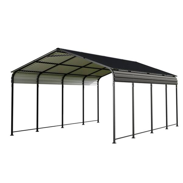 12 ft. x 20 ft. Galvanized Steel Roof Carport Canopy, and Enhanced Base ...