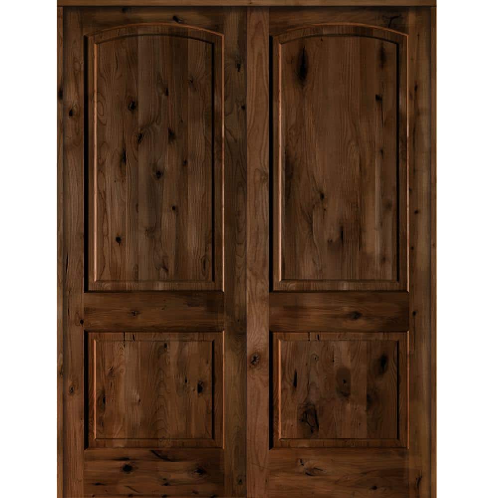 Krosswood Doors 56 in. x 96 in. Rustic Knotty Alder 2-Panel Universal ...