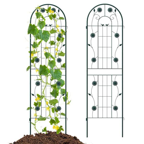 Costway 71 in. Metal Garden Trellis 2-Pack Wire Lattice Panel for Patio in Green HCST01267 - The ...
