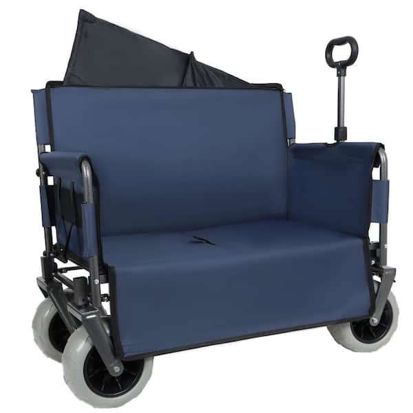 Noble House Edna 6 cu. ft. Steel Foldable Wagon Garden Cart with Bench ...