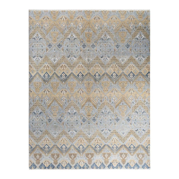 Chloe & Olivia Home Ikat Gray 9 x 12 Geometric Wool Indoor Area Rug ...