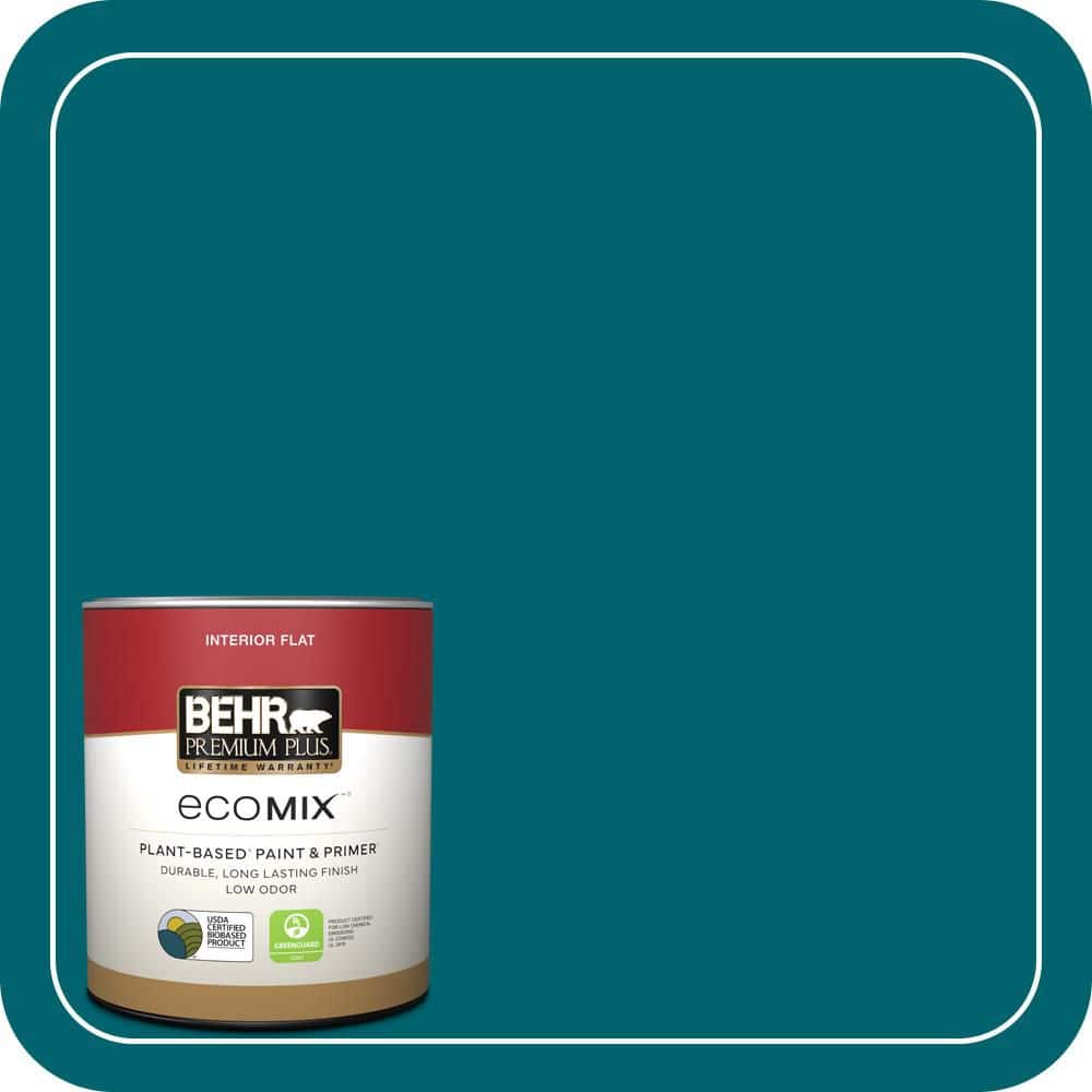 BEHR PREMIUM PLUS 1 qt. #S-H-520 Peacock Tail Flat EcoMix Plant-Based ...