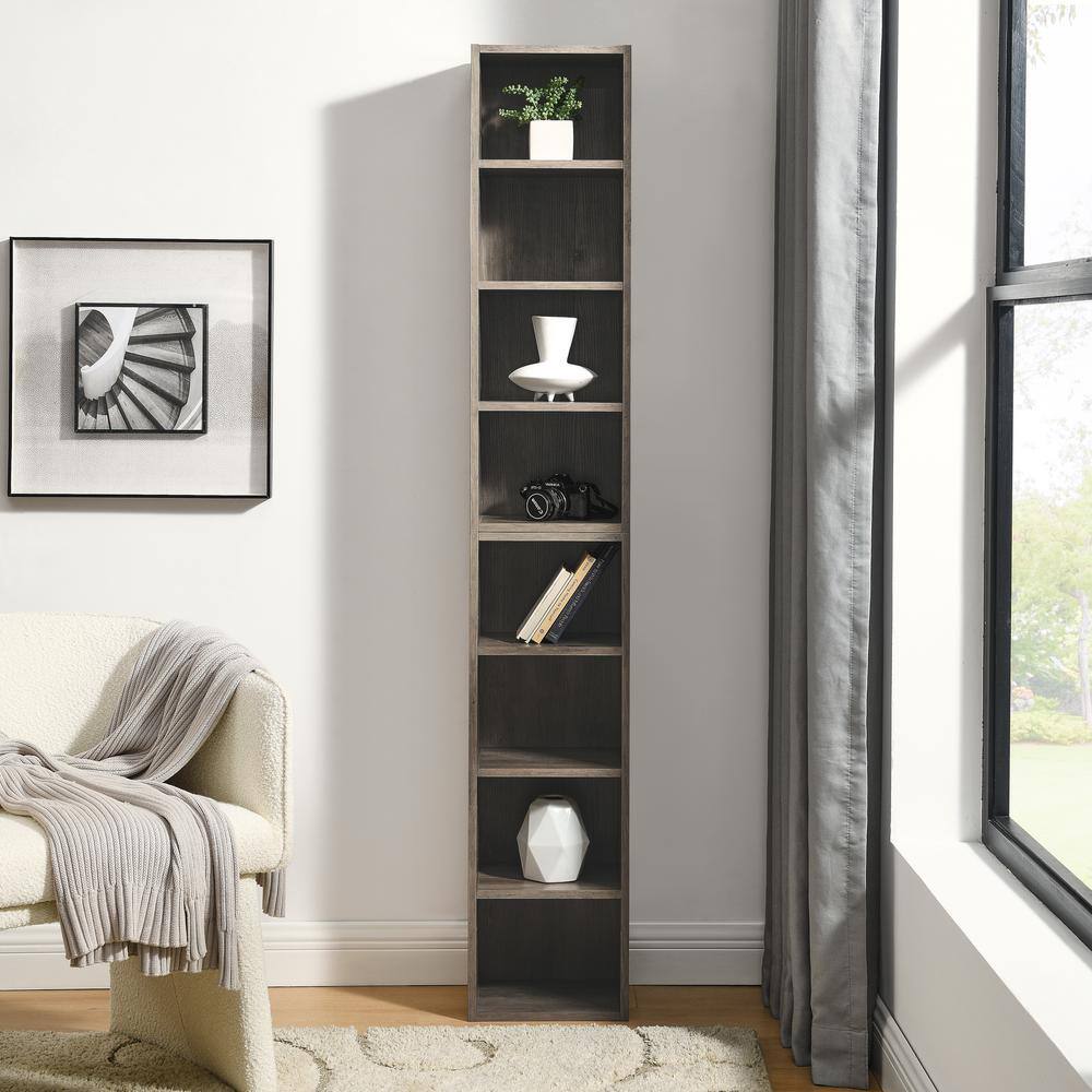 Tileon 8-Tier Taupe Tall Narrow Pantry Organizer Media Tower Rack with ...