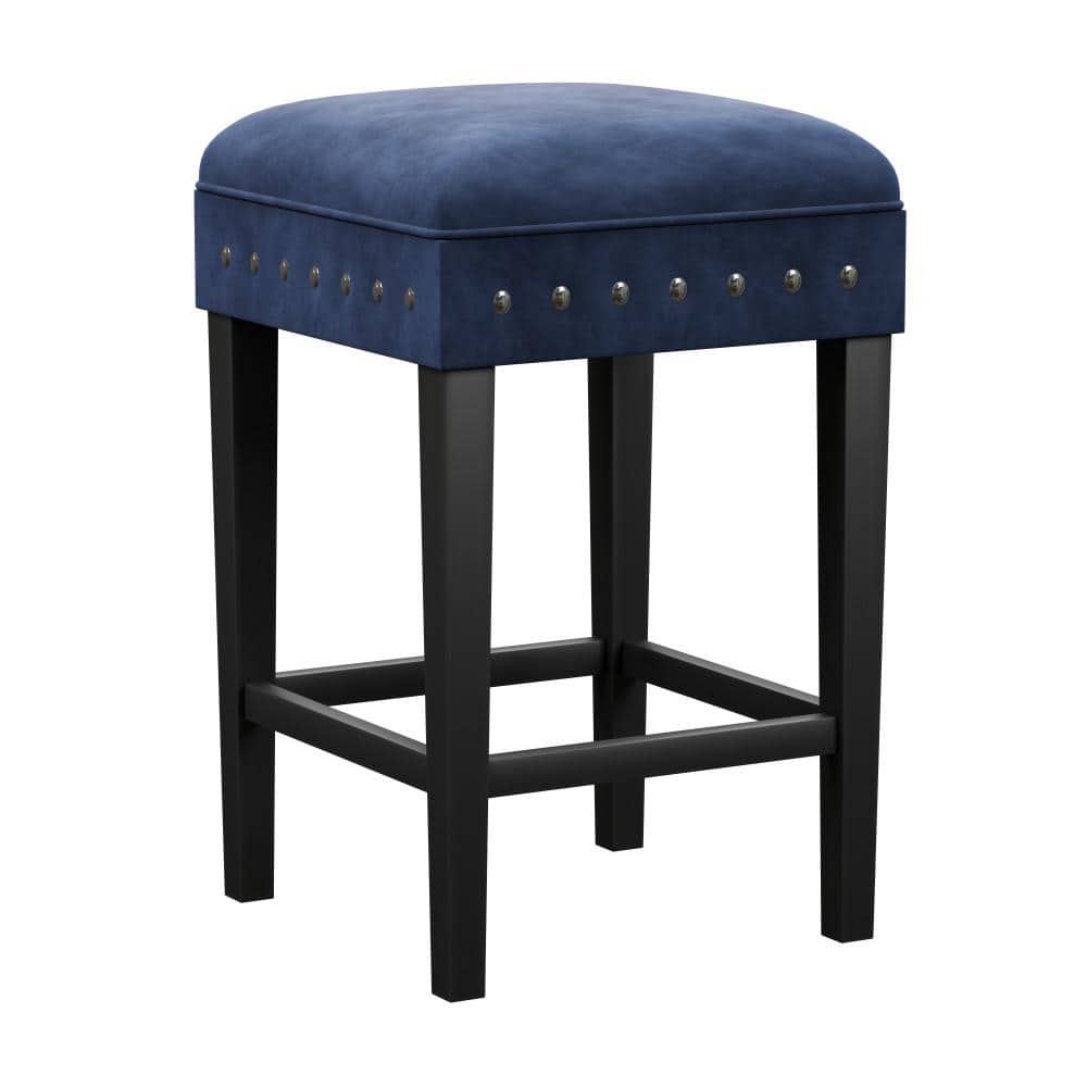 Hillsdale Furniture Cassidy 16 in. Blue Backless Wood 26.25 in. Bar ...