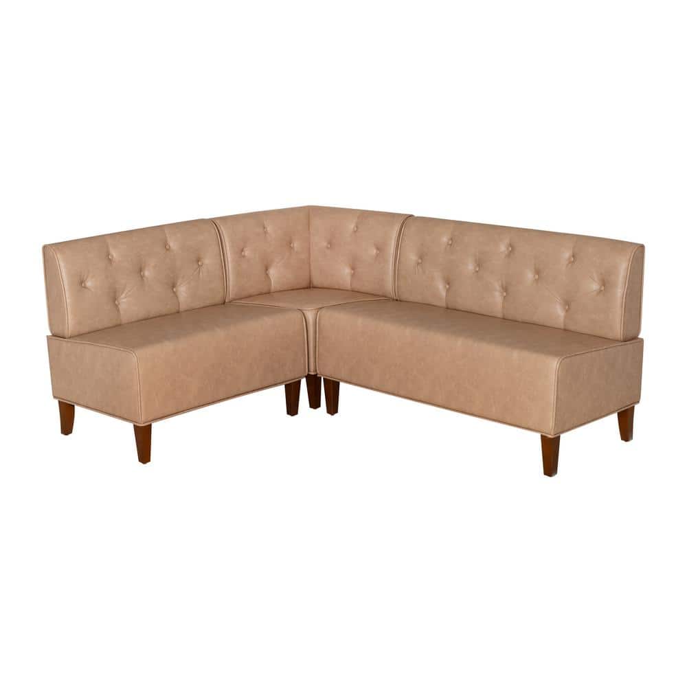 Linon Home Decor Trapp Corner Nook 73.37 in. Tan Dining Bench High Back ...