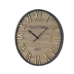 Pinnacle Rustic Reclaimed Wood and Metal Brown Wall Clock 18FW1543E