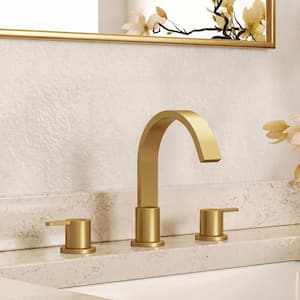 YAWWALK 8 in. Waterfall Widespread Double Handle 360° Swivel Bathroom ...