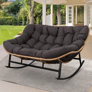Oversized PE Wicker Double Outdoor Rocking Chair 2-Person 700 lbs ...